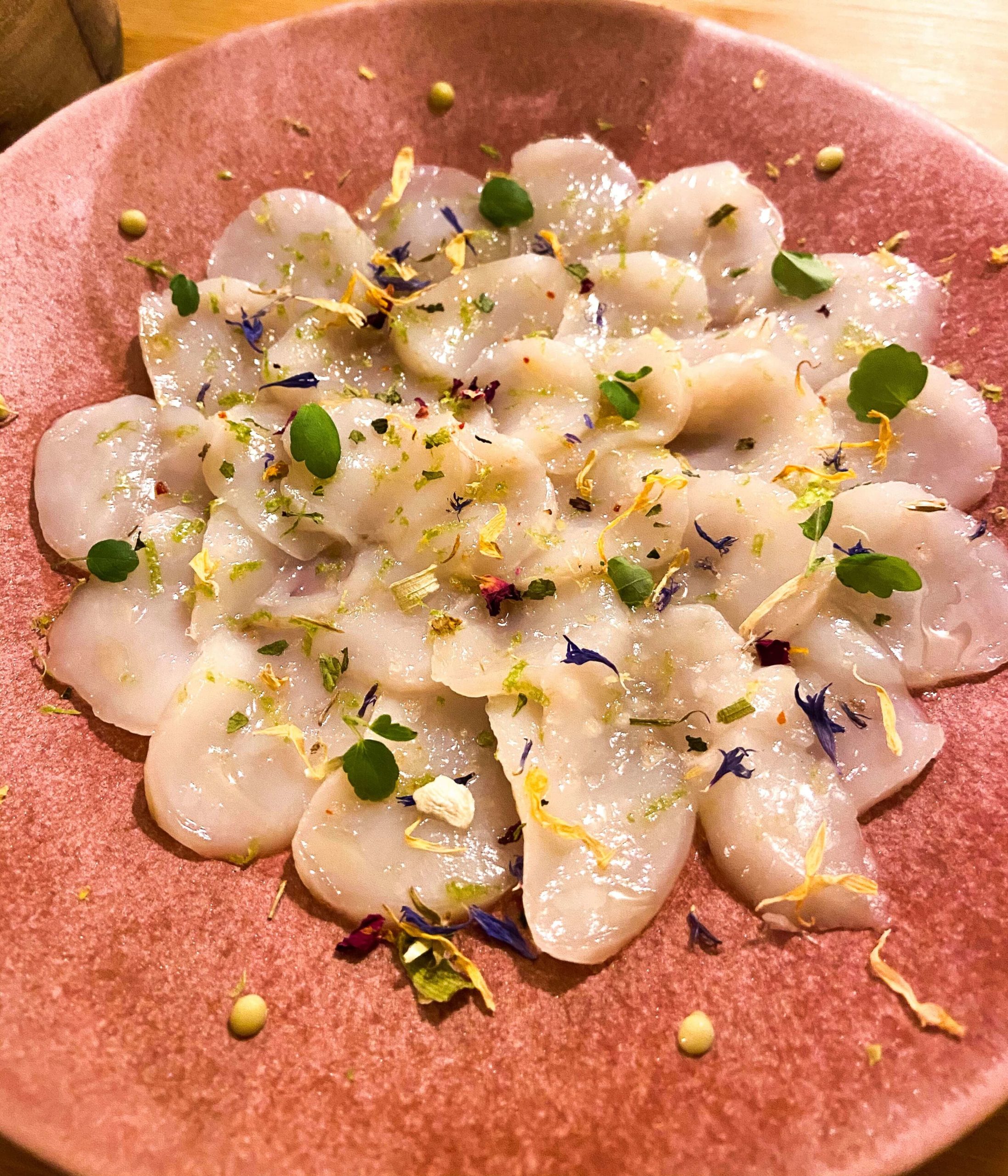 Carpaccio de saint jacques à l’huile de noisette - Huilerie Errota